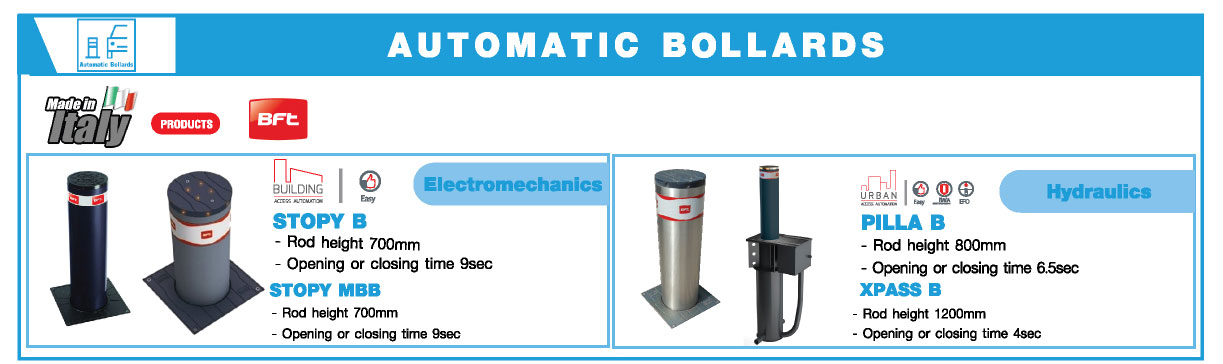 Automatic Bollards เสากั้นรถอัตโนมัติ | PAT ประตูอัตโนมัติและสระว่ายน้ำ